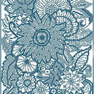 Flower Doodles Overlay Mosaic and Interlocking Filet, DIGITAL PATTERN ...