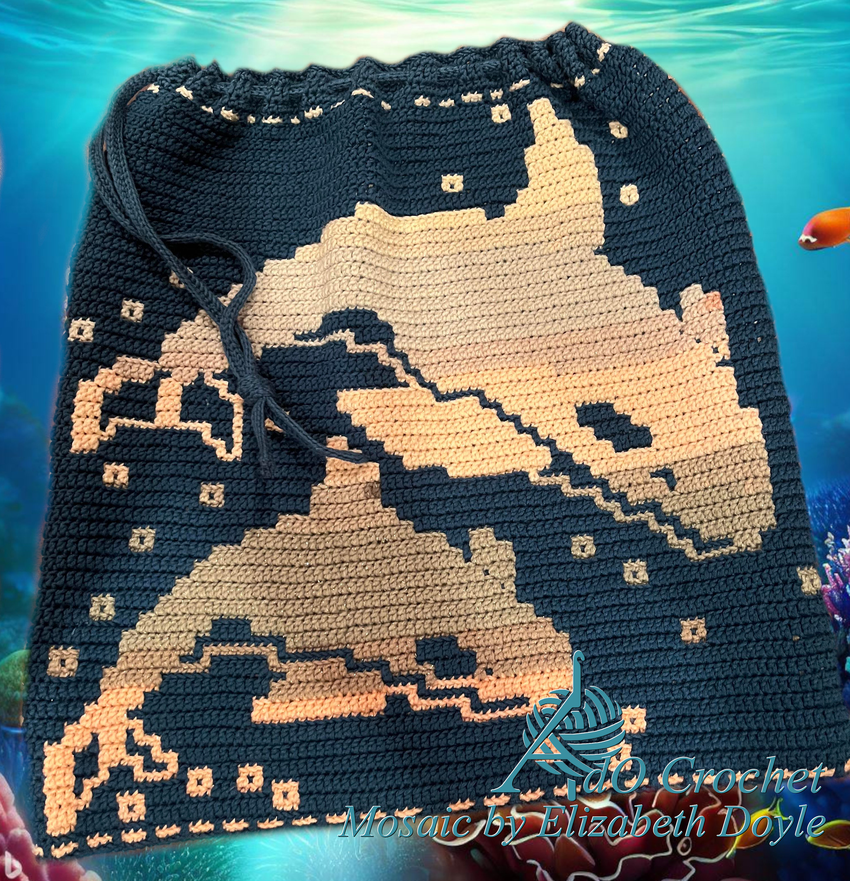 Seaworld, Digital Pattern for Overlay Mosaic and Interlockig Filet ...