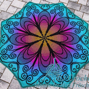 Flower Octagon, Digital Pattern Overlay Mosaic and Interlocking Filet ...