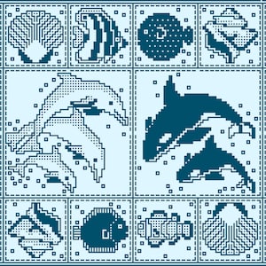 Seaworld, Digital Pattern for Overlay Mosaic and Interlockig Filet ...