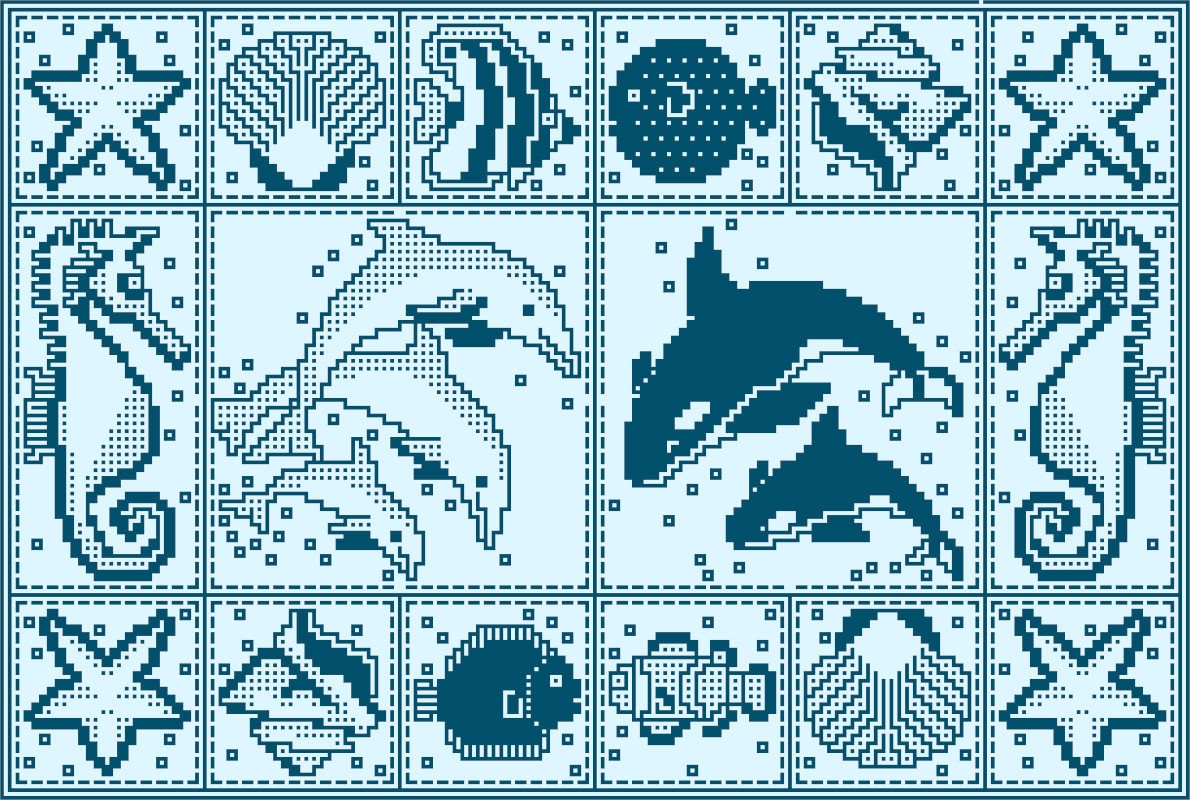 Seaworld, Digital Pattern for Overlay Mosaic and Interlockig Filet ...
