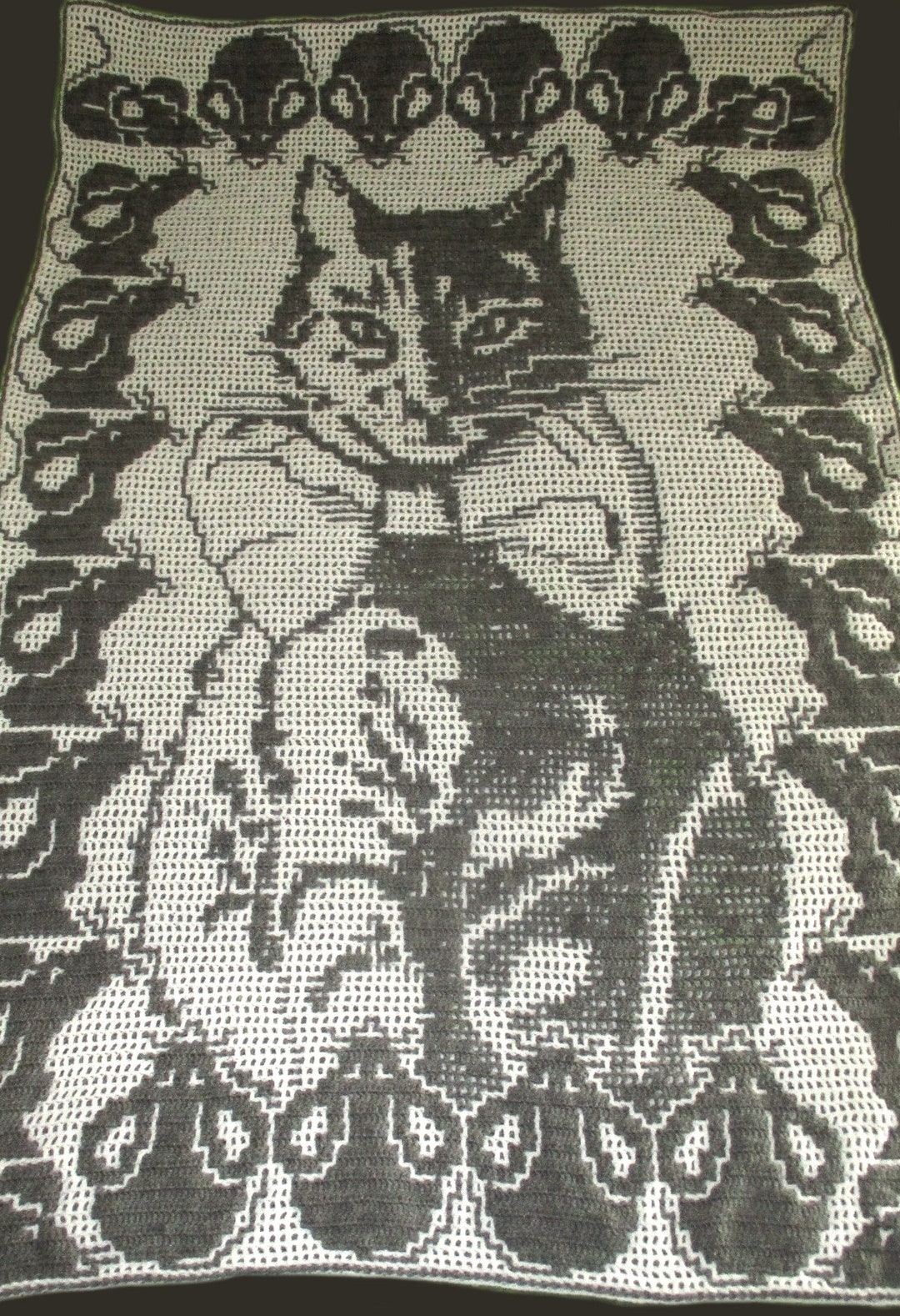 Cat, King of Mice, Throw for Overlay Mosaic and Interlocking Filet ...