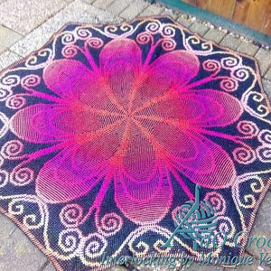 Flower Octagon, Digital Pattern Overlay Mosaic and Interlocking Filet ...