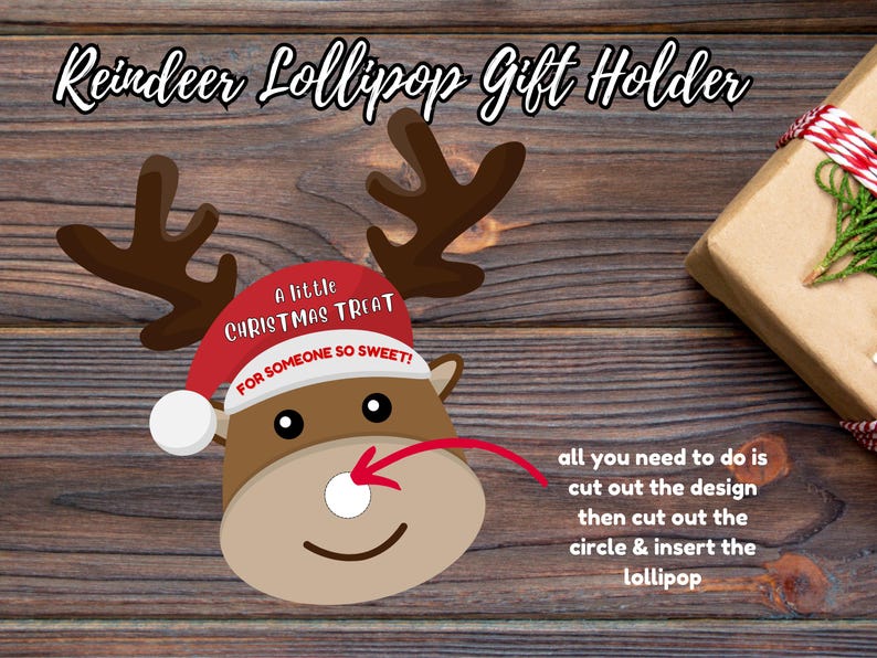 Reindeer Lollipop Gift Holder Printable Holiday Craft - Etsy