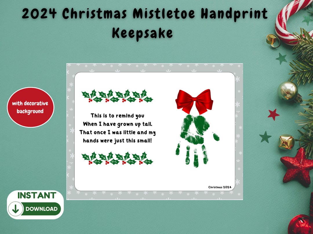 2024 Christmas Handprint Holiday Craft Keepsake Mistletoe - Etsy