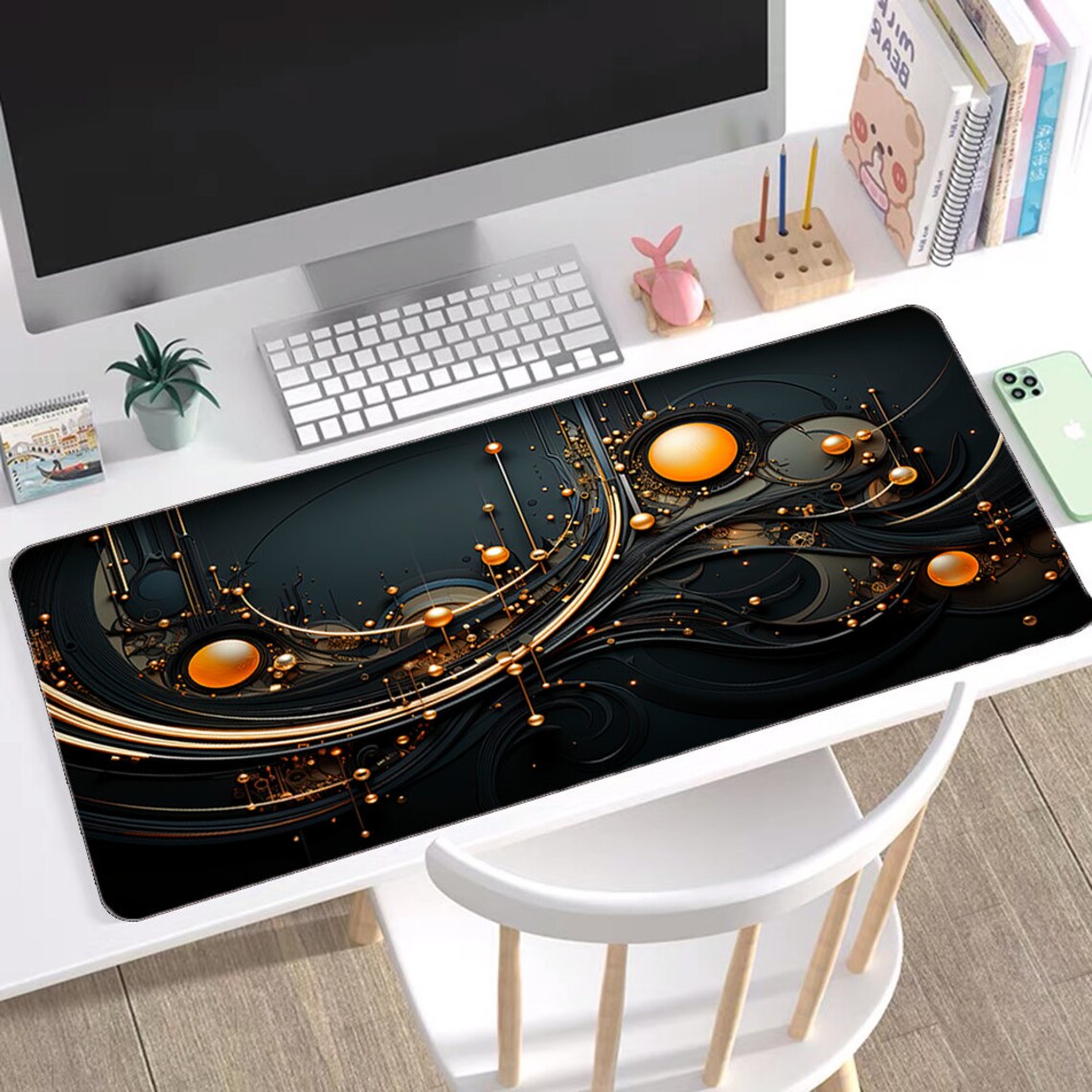 Abstract Tech Art Mouse Pad | Modern Aesthetic Desk Mat | Circuit ...