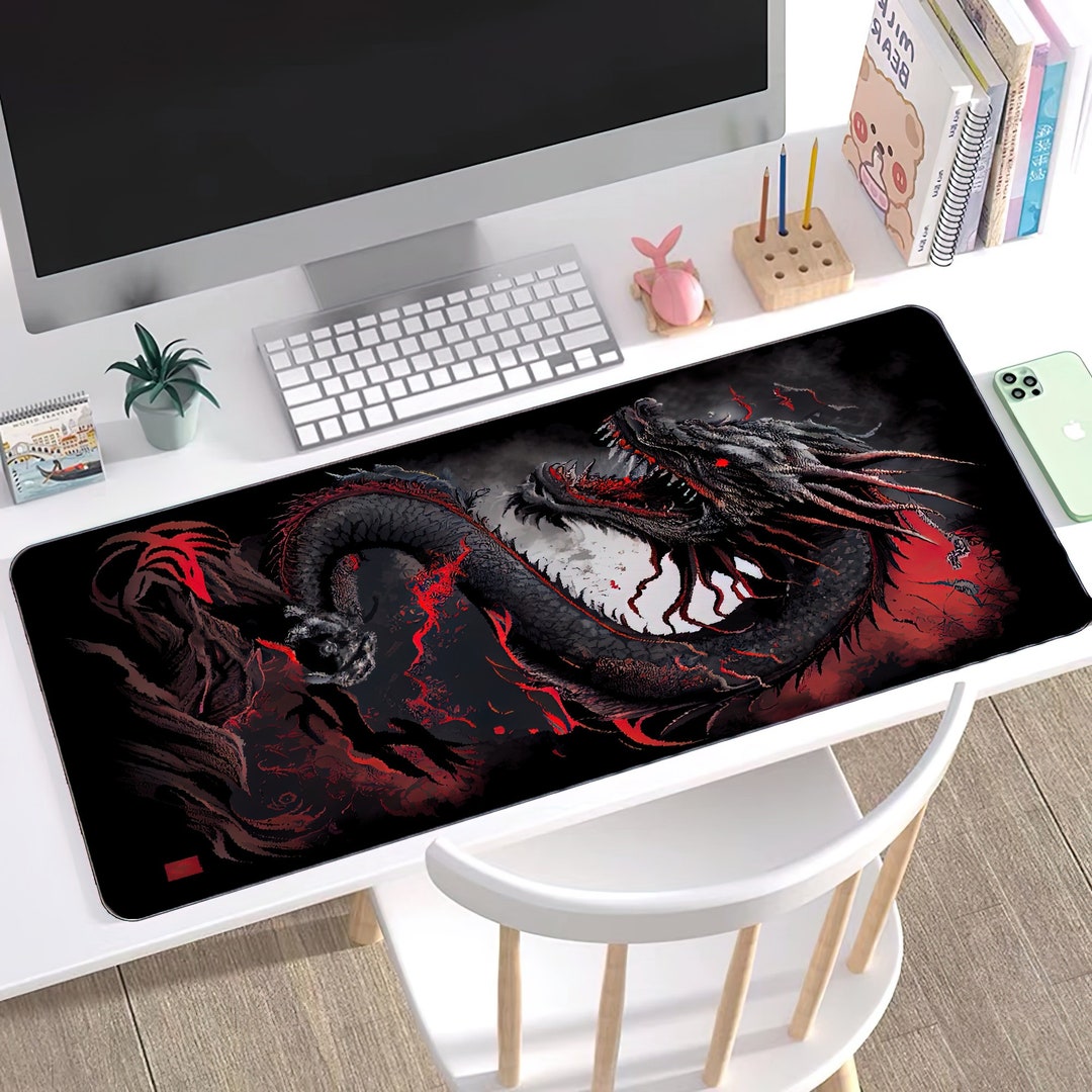 Dragon Gaming Mouse Pad, Majestic Chinese Dragon XXL Pad, Gaming Desk ...