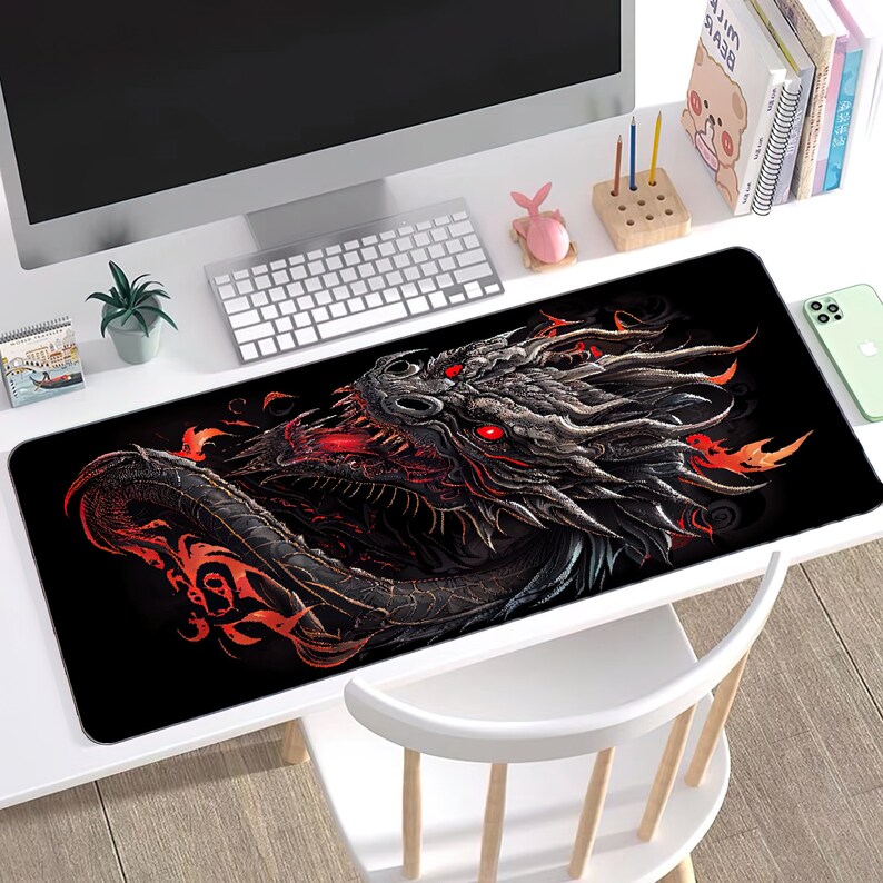 Chinese Dragon Gaming Mouse Pad, Geometric Dragon Design Mat, XXL ...