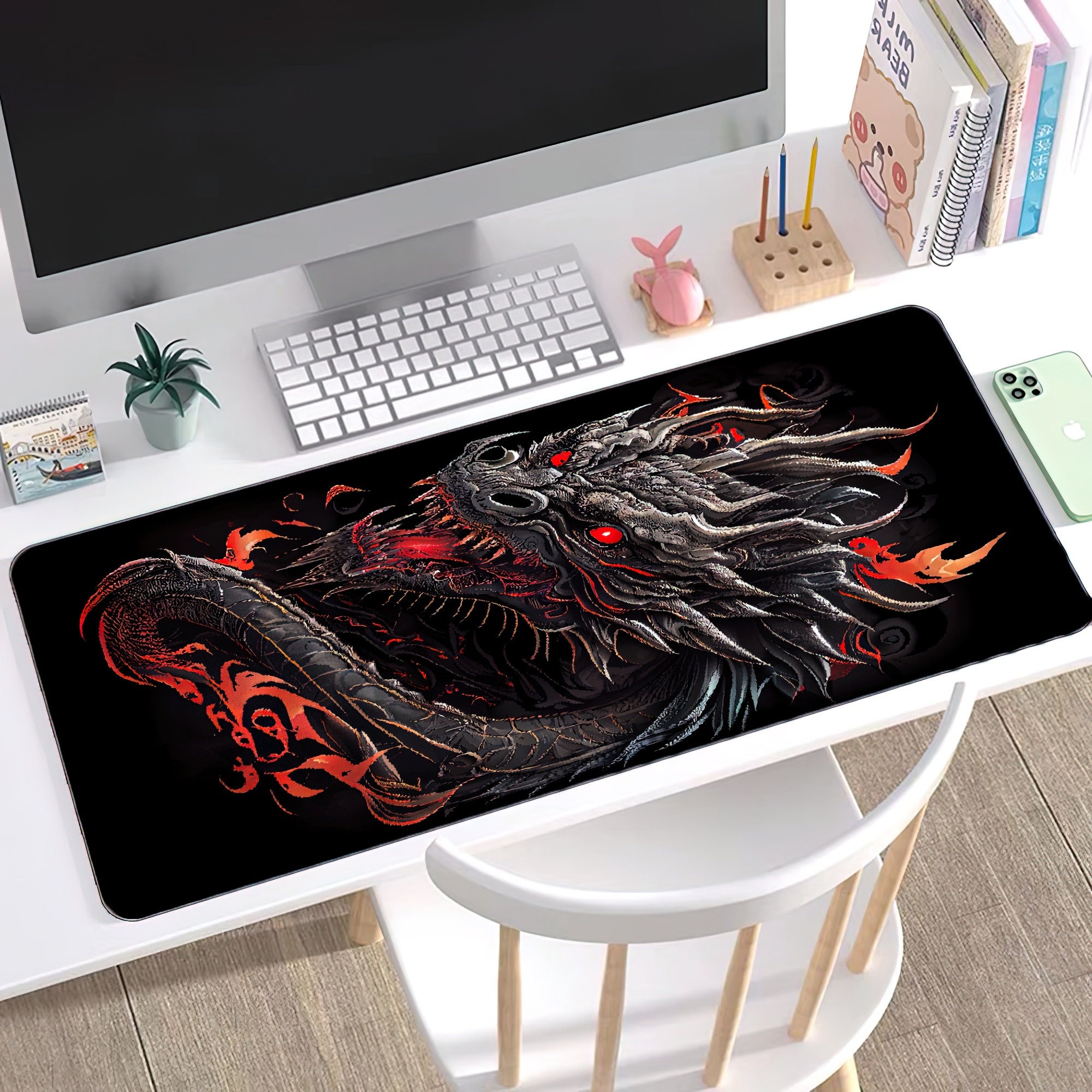 Chinese Dragon Gaming Mouse Pad, Geometric Dragon Design Mat, XXL ...
