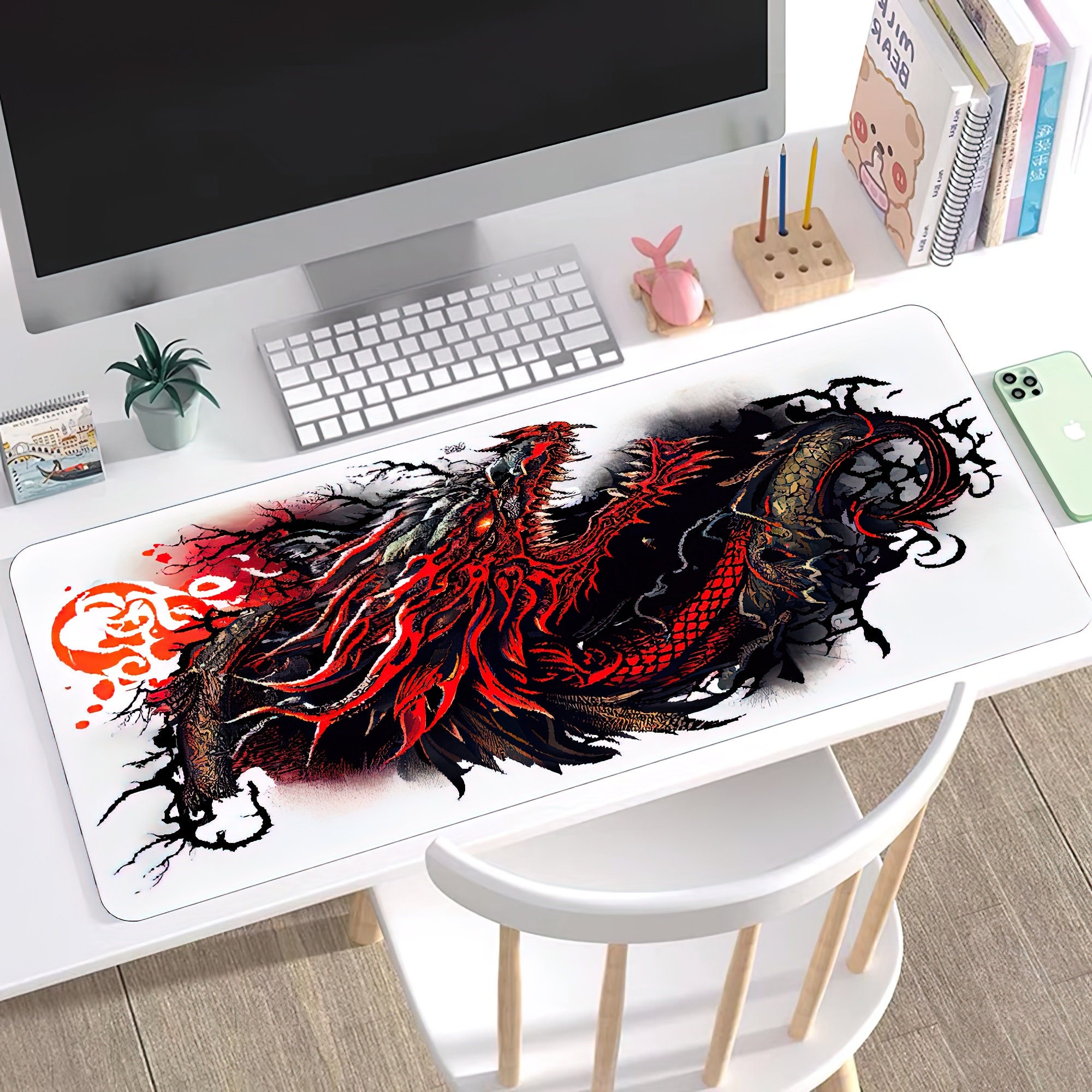 Chinese Dragon Gaming Mouse Pad, Watercolor Dragon Art Mat, XXL ...