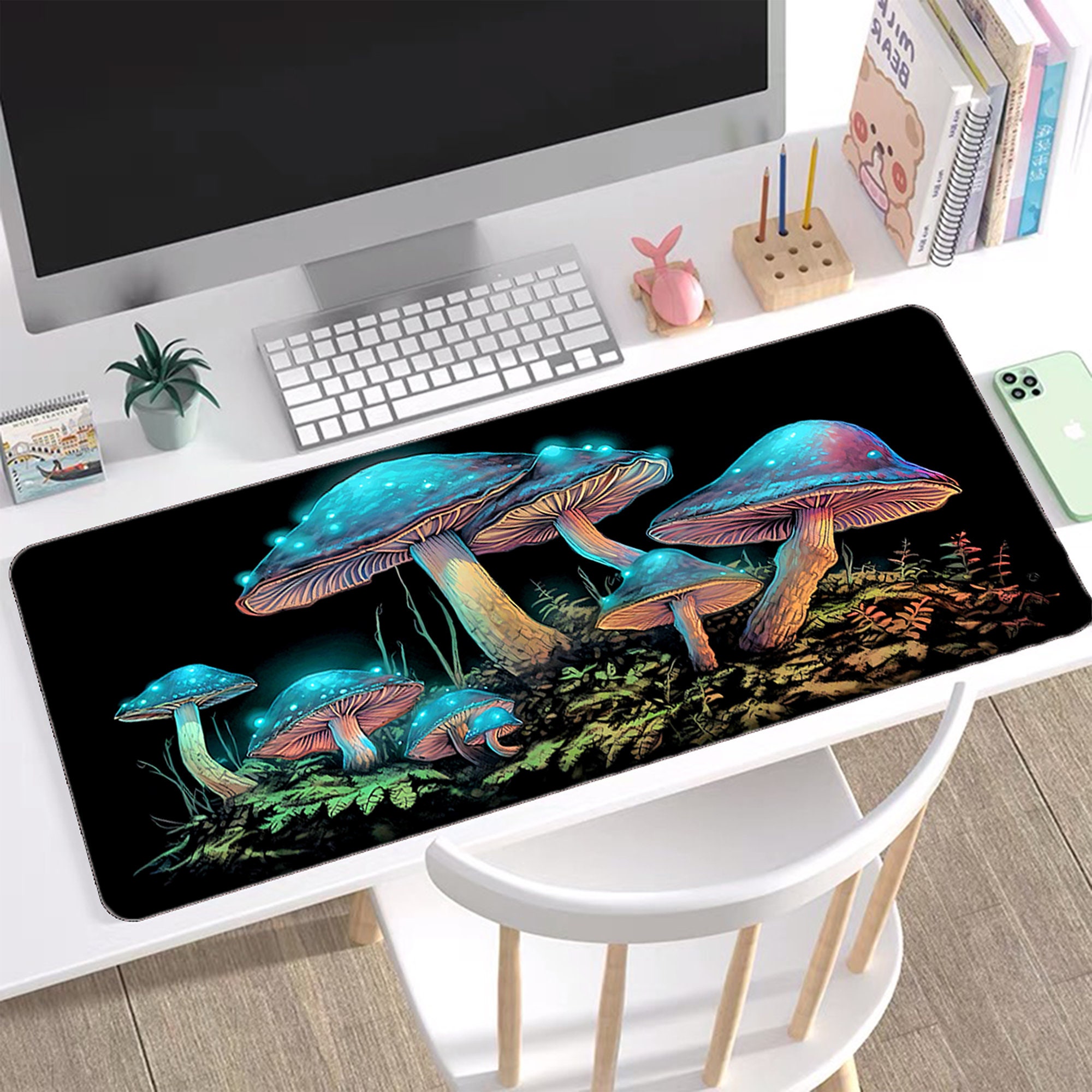 Bioluminescent Mushroom Large Mouse Pad XXL Size, Luminescent Fungus ...