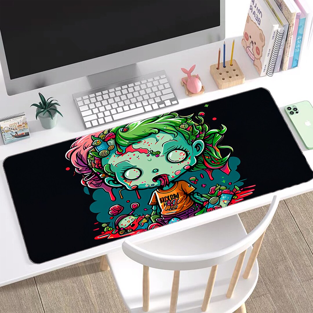 Adorable Zombie Desk Mat, Cute Kawaii Zombie Mousepad, Sweet Undead ...