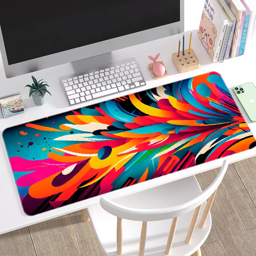 Abstract Paint Gaming Mouse Pad, Large XXL Mouse Pad Gaming, Colored ...