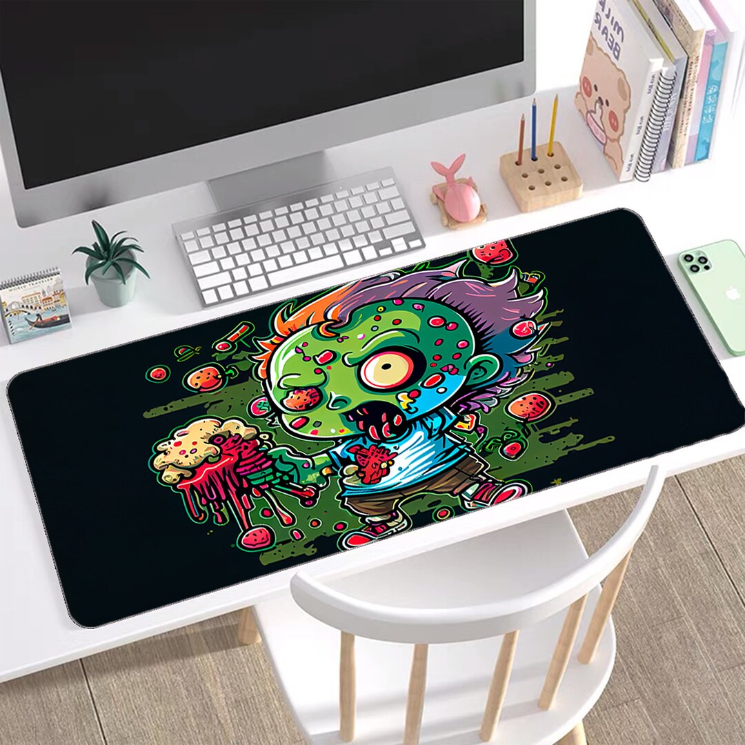Adorable Zombie Desk Mat, Cute Kawaii Zombie Mousepad, Sweet Undead ...