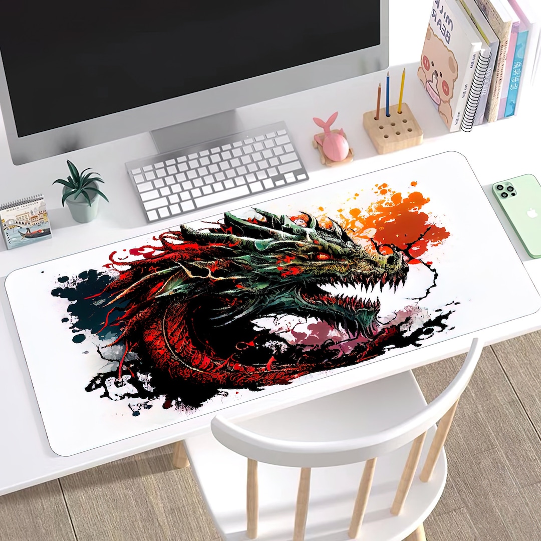 Geometric Chinese Dragon Mouse Pad, Abstract Dragon Gaming Mat, XXL ...