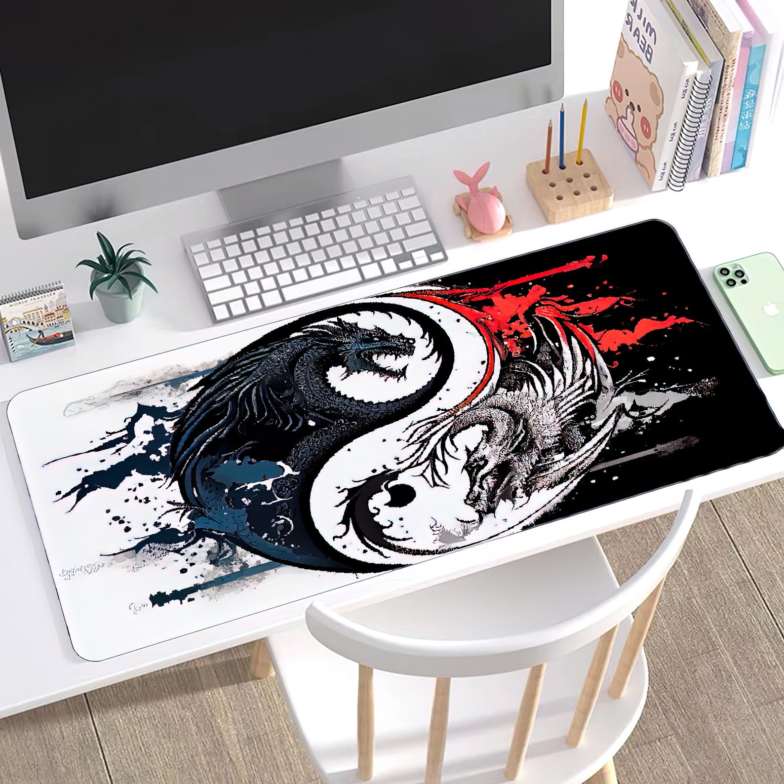Yin Yang Chinese Dragon Mouse Pad, Dual Dragon Gaming Mat, XXL Balance ...