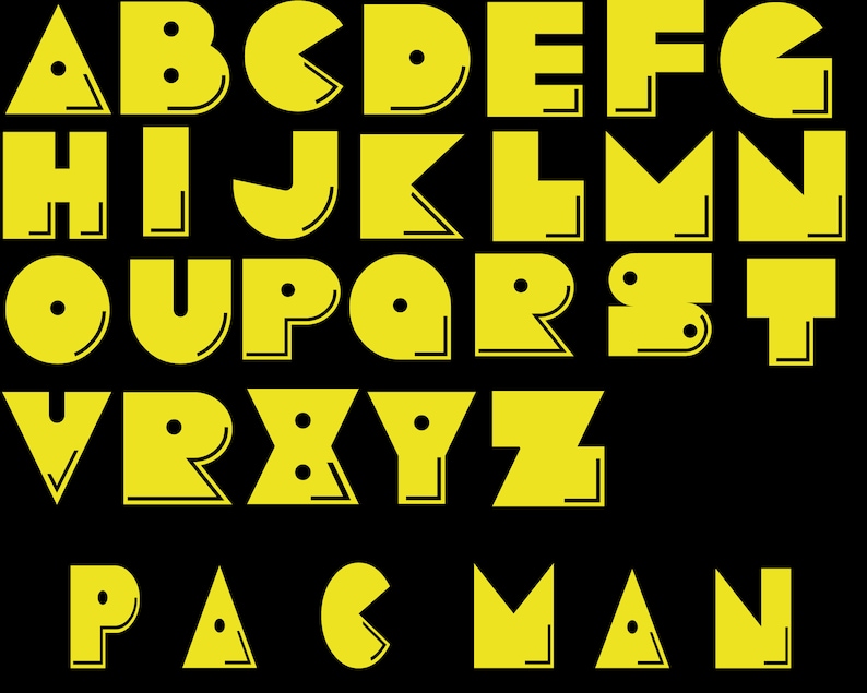 Pacman Font Svg Arcade Game Font Svgpacman Layered Svg - Etsy Ireland