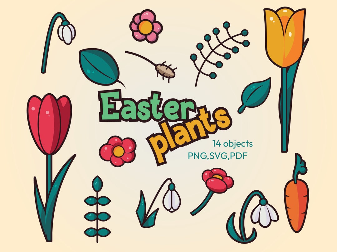 Easter Plants, Digital Clipart, SVG/PNG/PDF, Vector Illustrations - Etsy