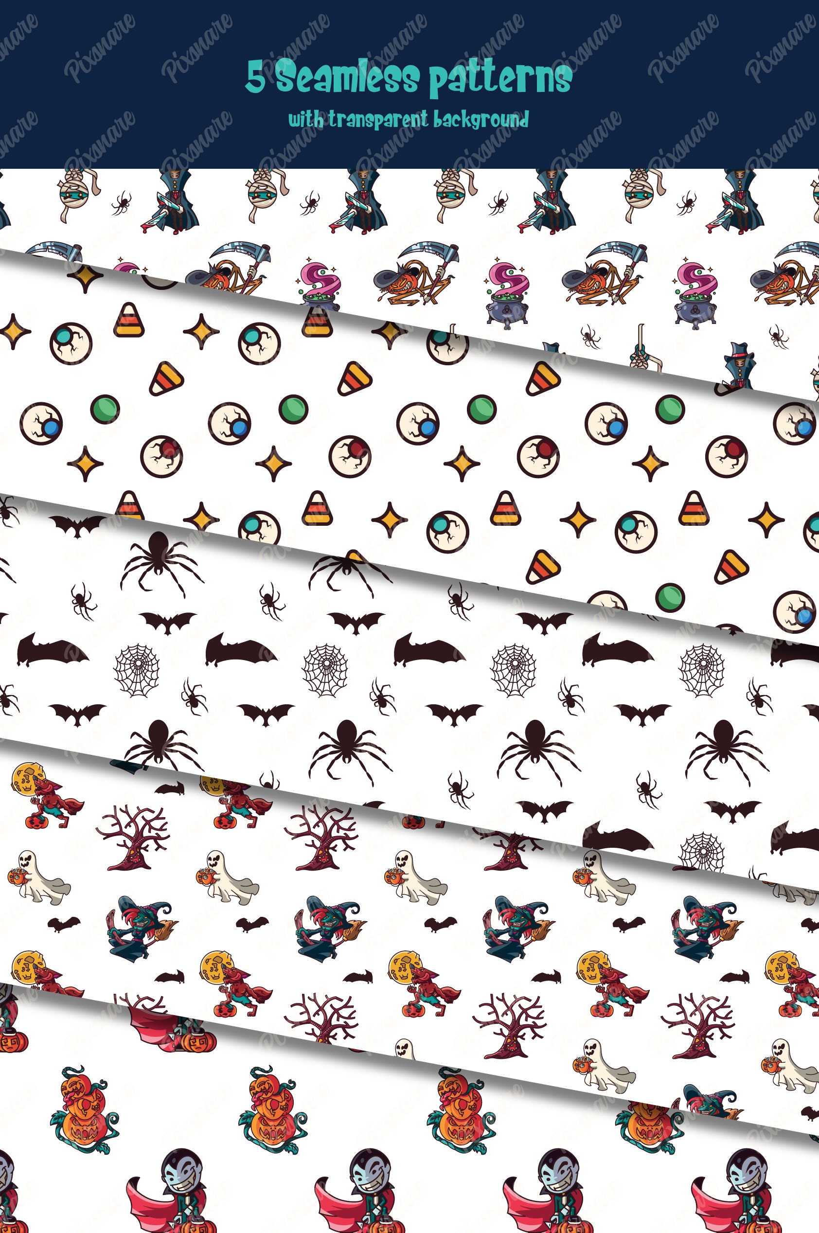 Halloween Monsters + Patterns, SVG/PDF/PNG - Etsy