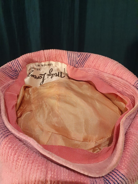 Vintage 1950s Pink & Blue Hat - Gem