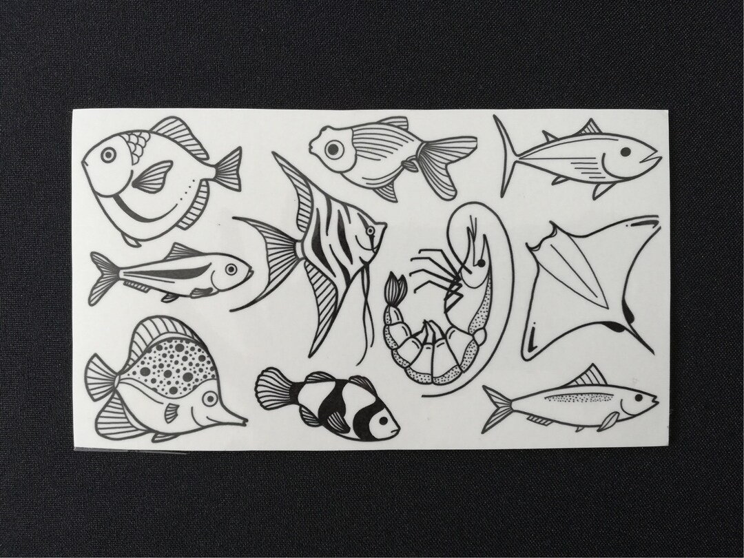 Sheet of Temporary Fish Tattoos - Etsy