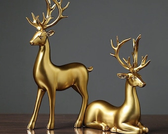 Gold Deer Figurines | Etsy
