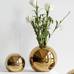 Gold Electroplated Ceramic Ball Vase | Etsy UK