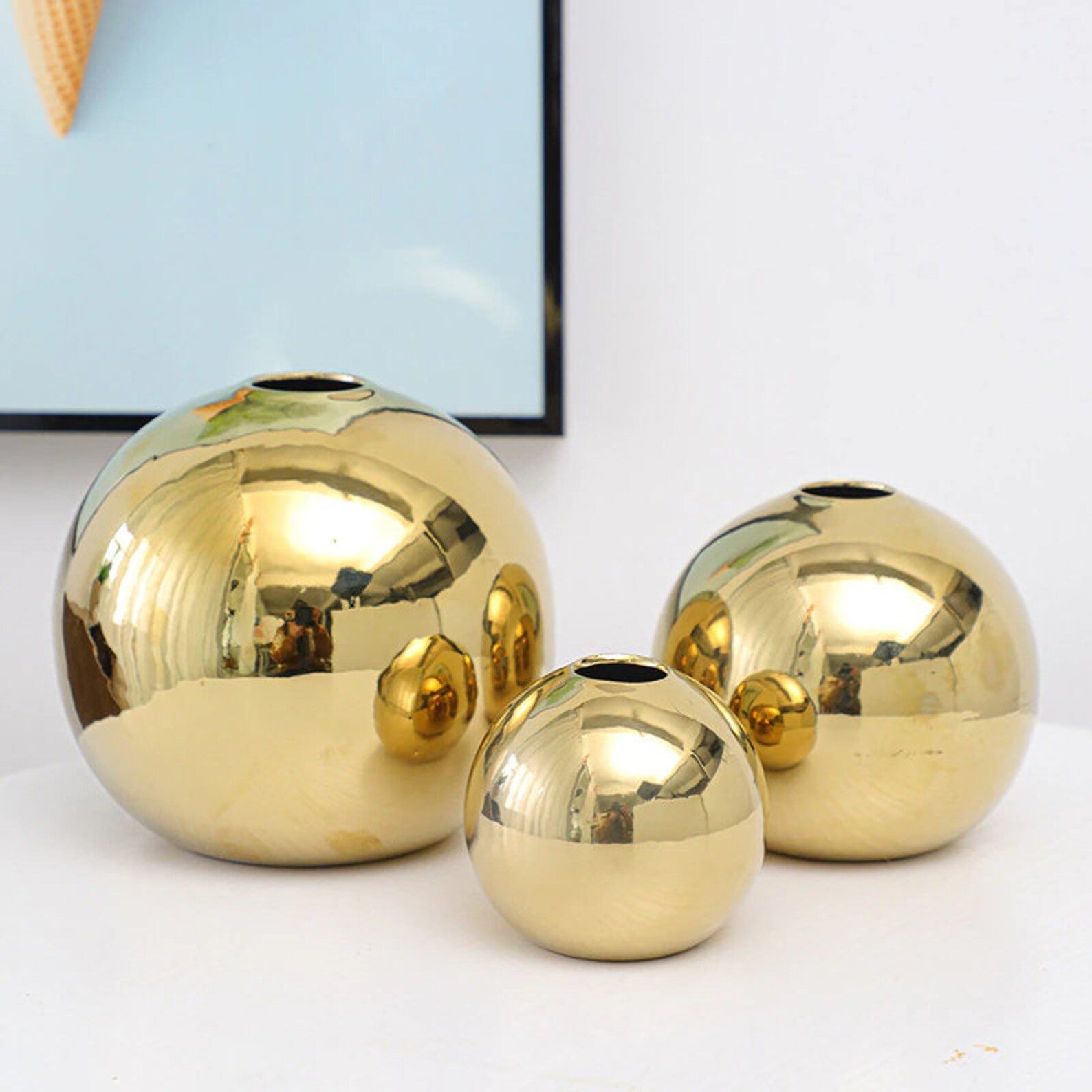 Gold Electroplated Ceramic Ball Vase - Etsy UK