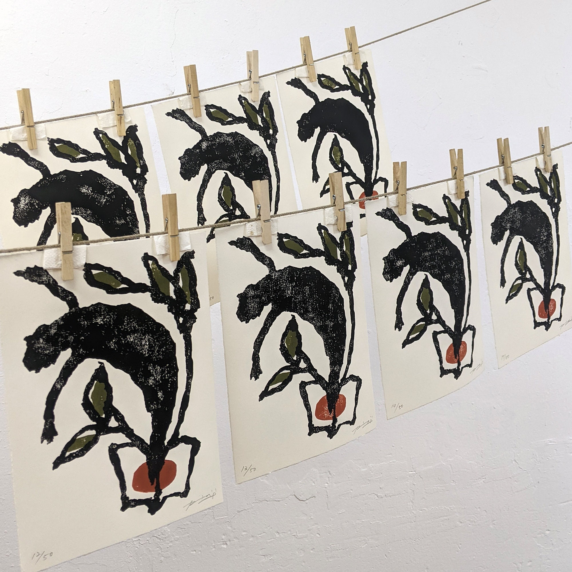 Poema - Original Linocut Hand Print A4 Size. Available With a Mini Card ...
