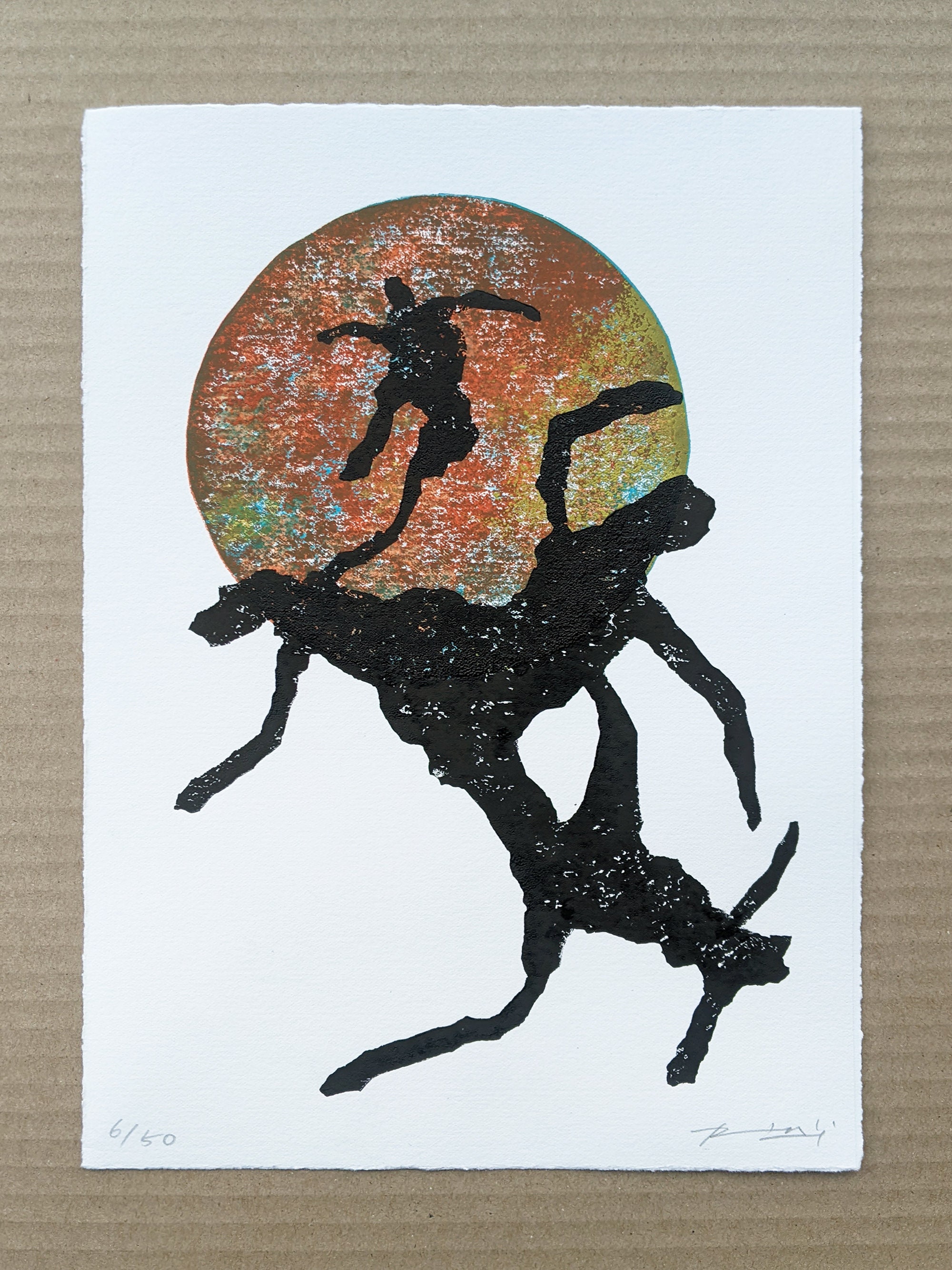 Flow, Original Linocut Hand Print A4 Size, Poetic, Simple and Powerful ...