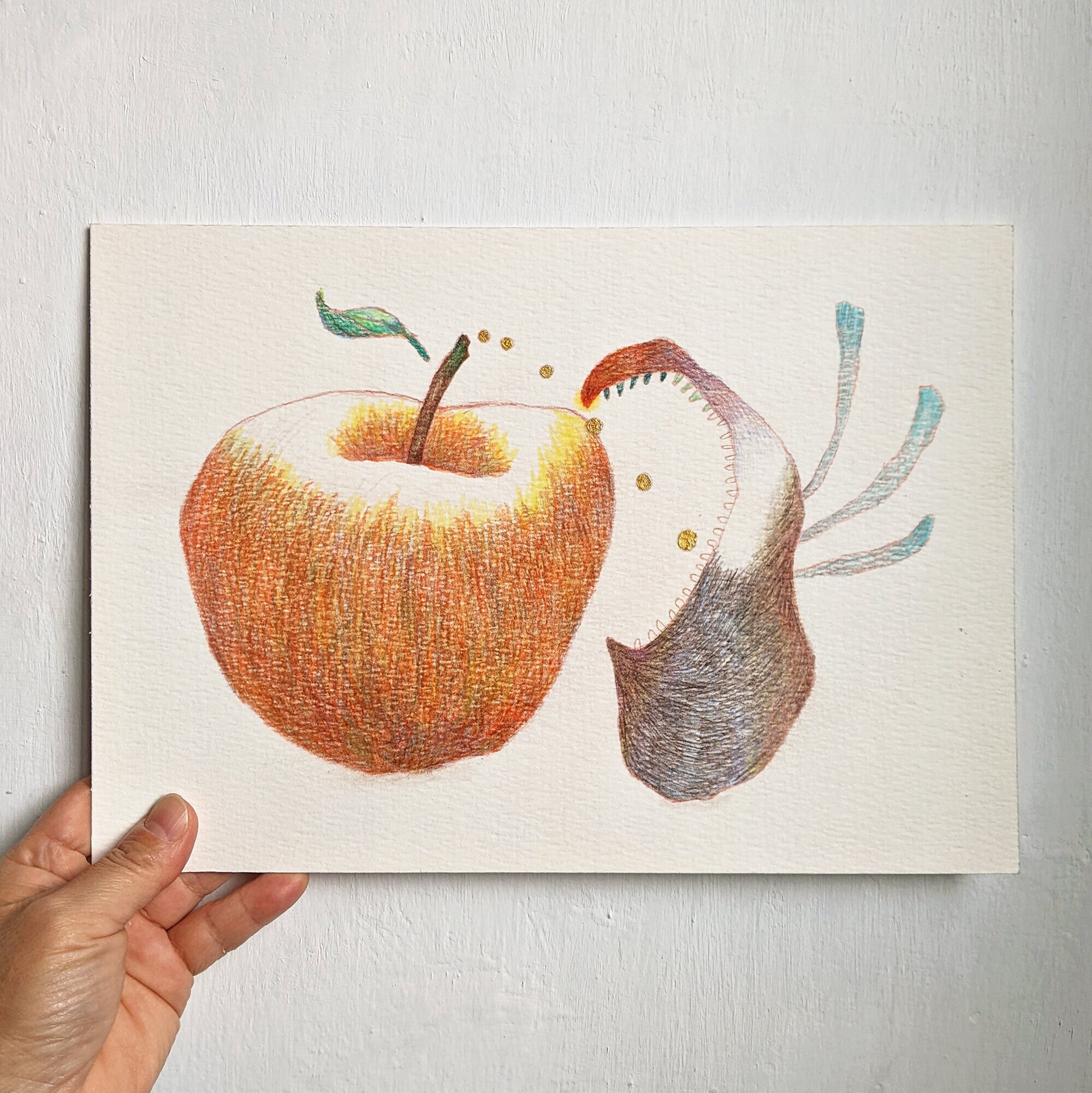 Bite Original Colored Pencil Drawing Poetic Illustration - Etsy