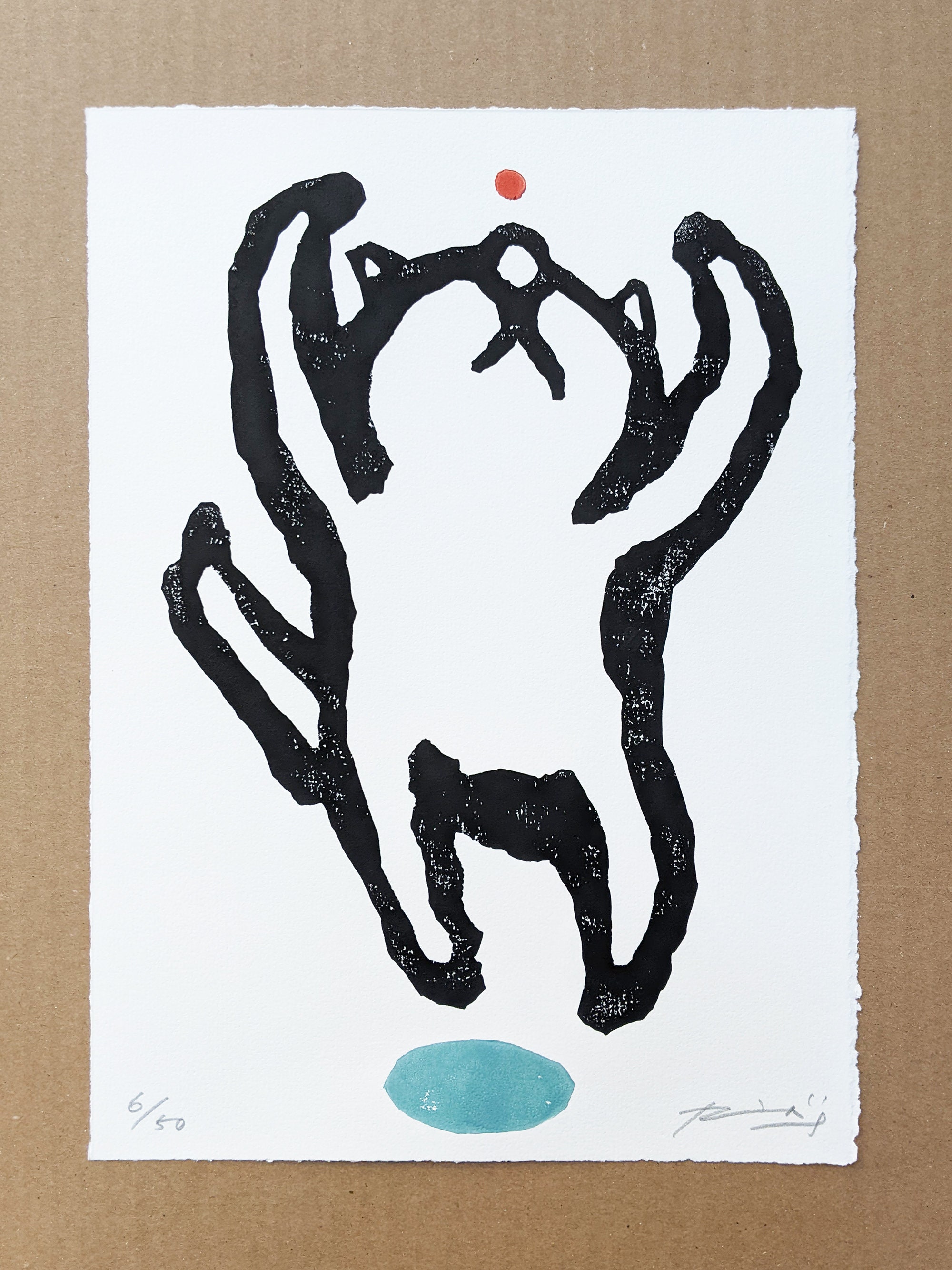 Jump Original Linocut Hand Print A4 Size Poetic and Simple - Etsy