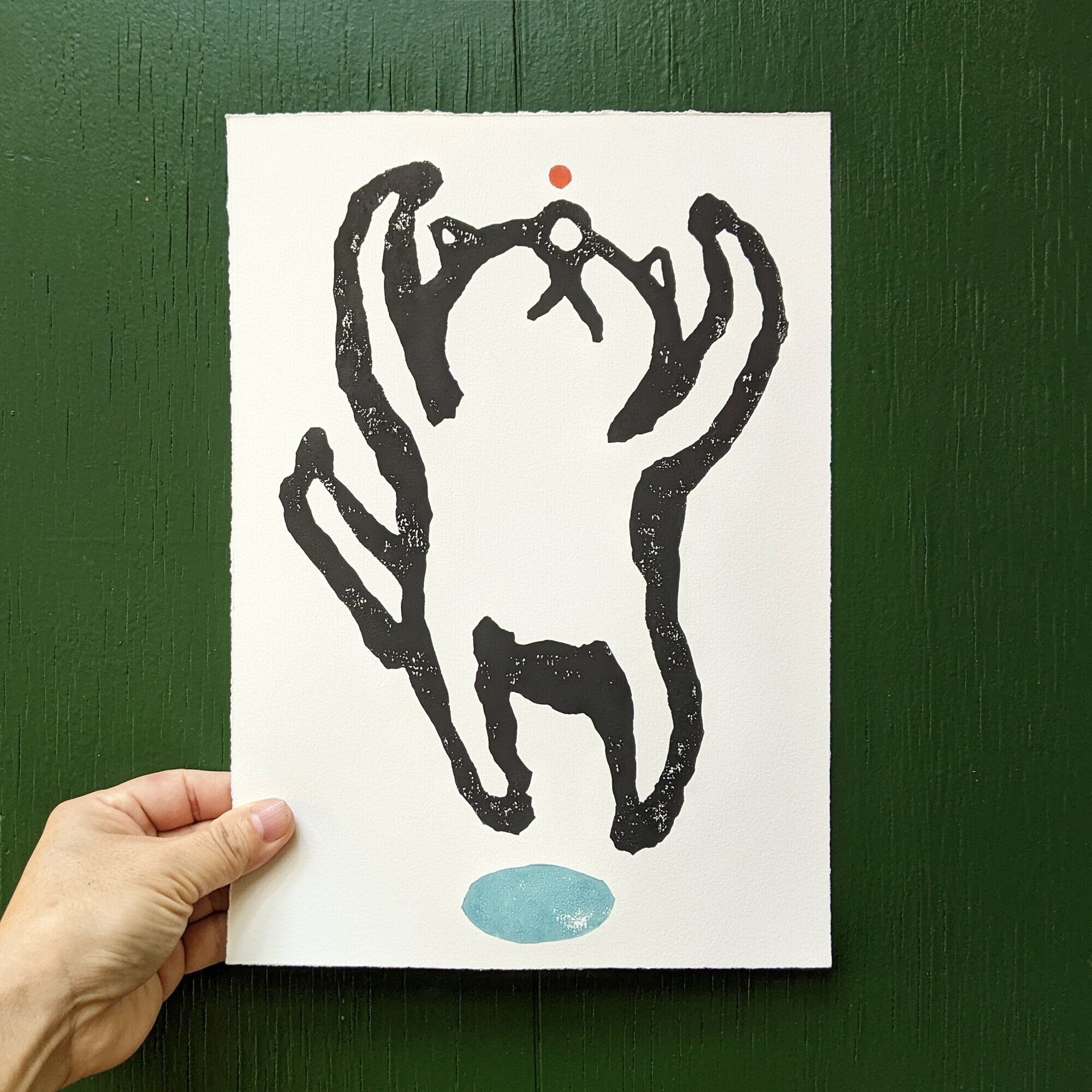 Jump Original Linocut Hand Print A4 Size Poetic and Simple - Etsy