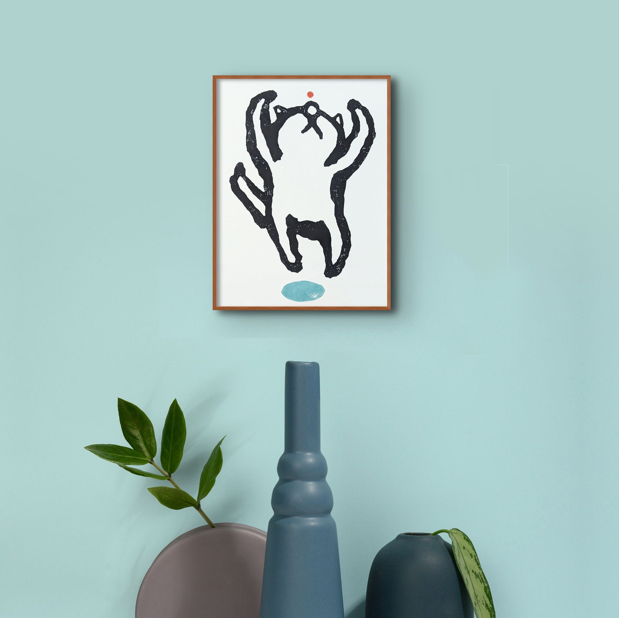 Jump Original Linocut Hand Print A4 Size Poetic and Simple - Etsy