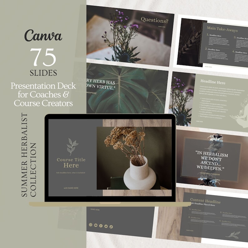Canva Presentation Slide Deck Template: Earthy Theme Soulful (75 Slides ...