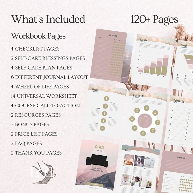 Canva Ebook Workbook Template: Pink & Gold Theme Coaching, Journaling ...
