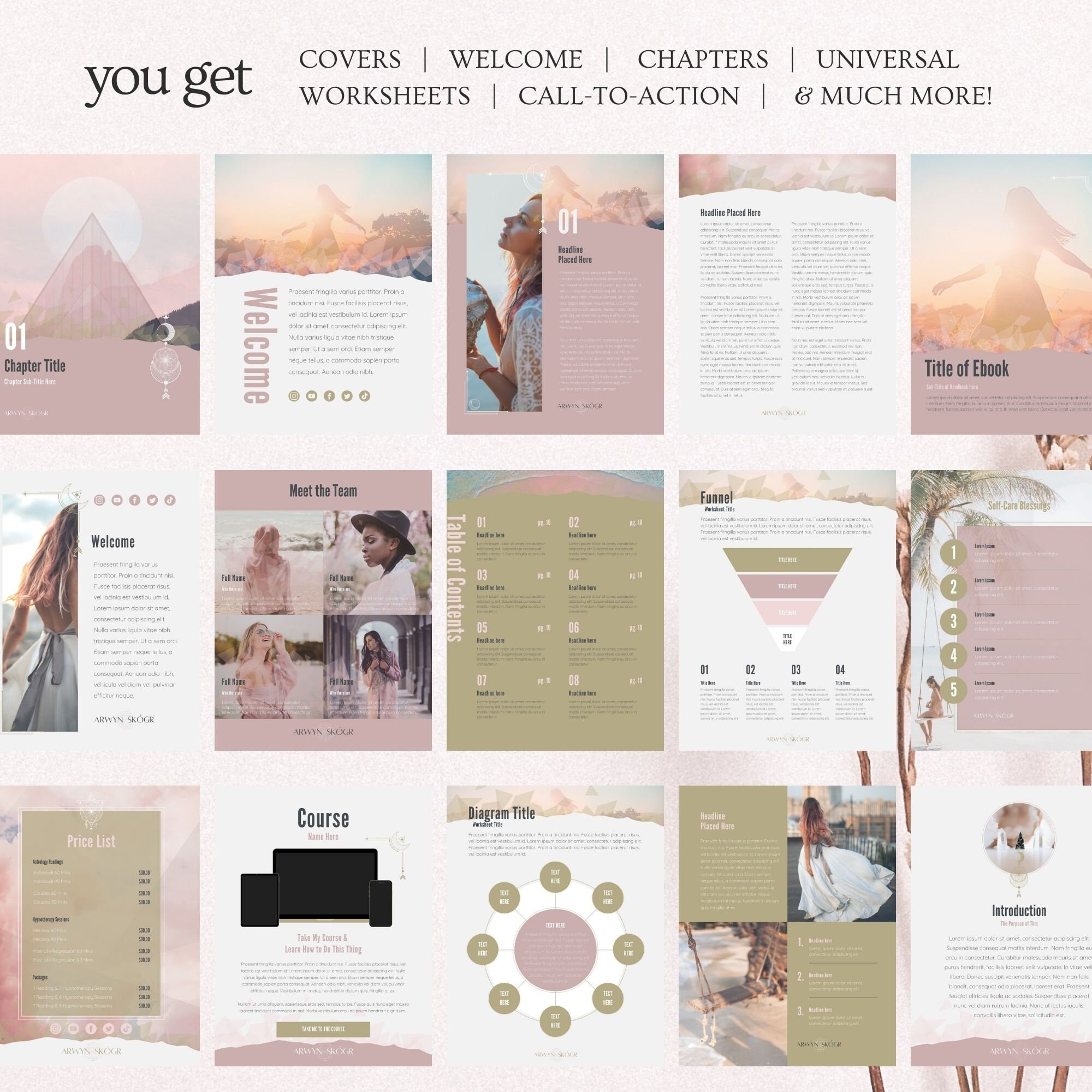 Canva Ebook Workbook Template: Pink & Gold Theme Coaching, Journaling ...