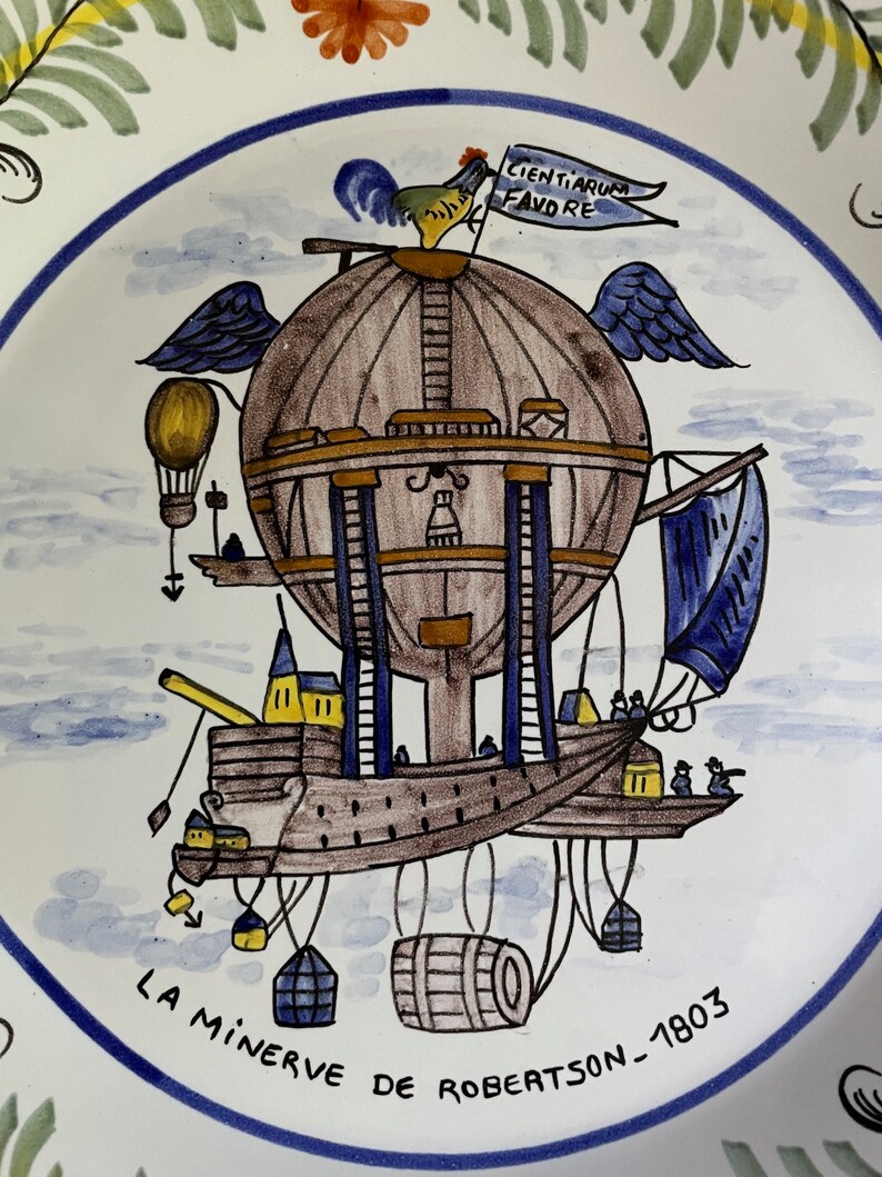 French Nevers Faience Handmade Hot Air Balloon Robertson's Minerva 1803 ...