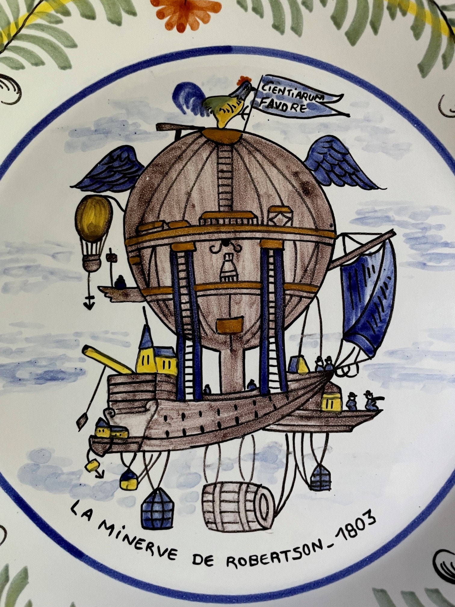French Nevers Faience Handmade Hot Air Balloon Robertson's Minerva 1803 ...