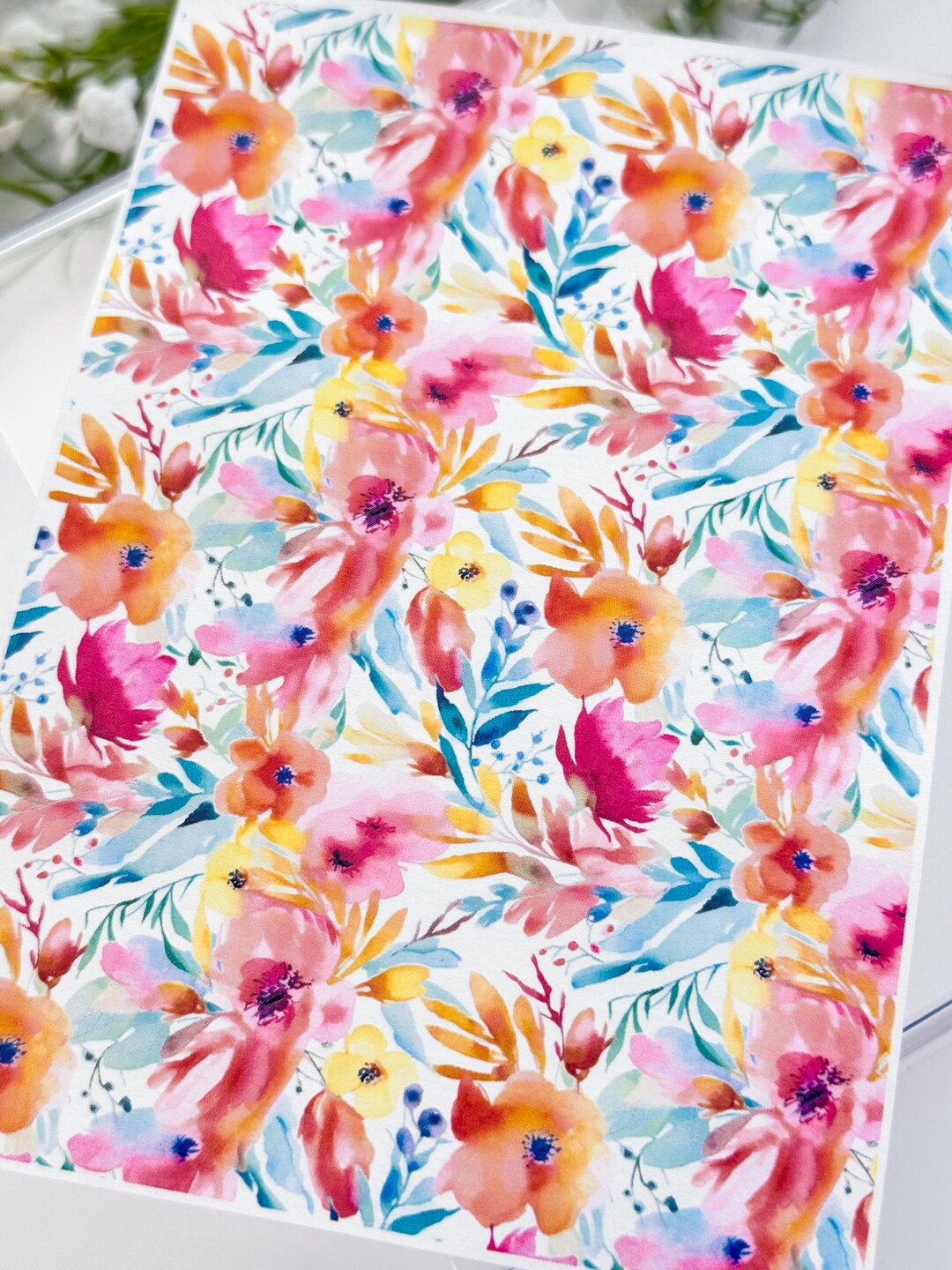 Pink Watercolor Flowers Transfer Paper Sheet 438 | Water Soluble Paper ...