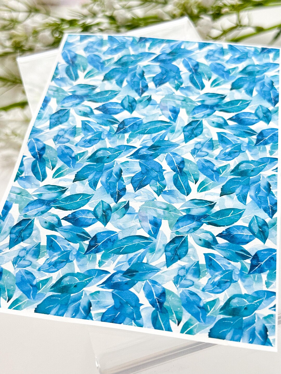 Transfer Paper Sheet 380 Blue Leaves | Image Transfer Paper | Clay ...