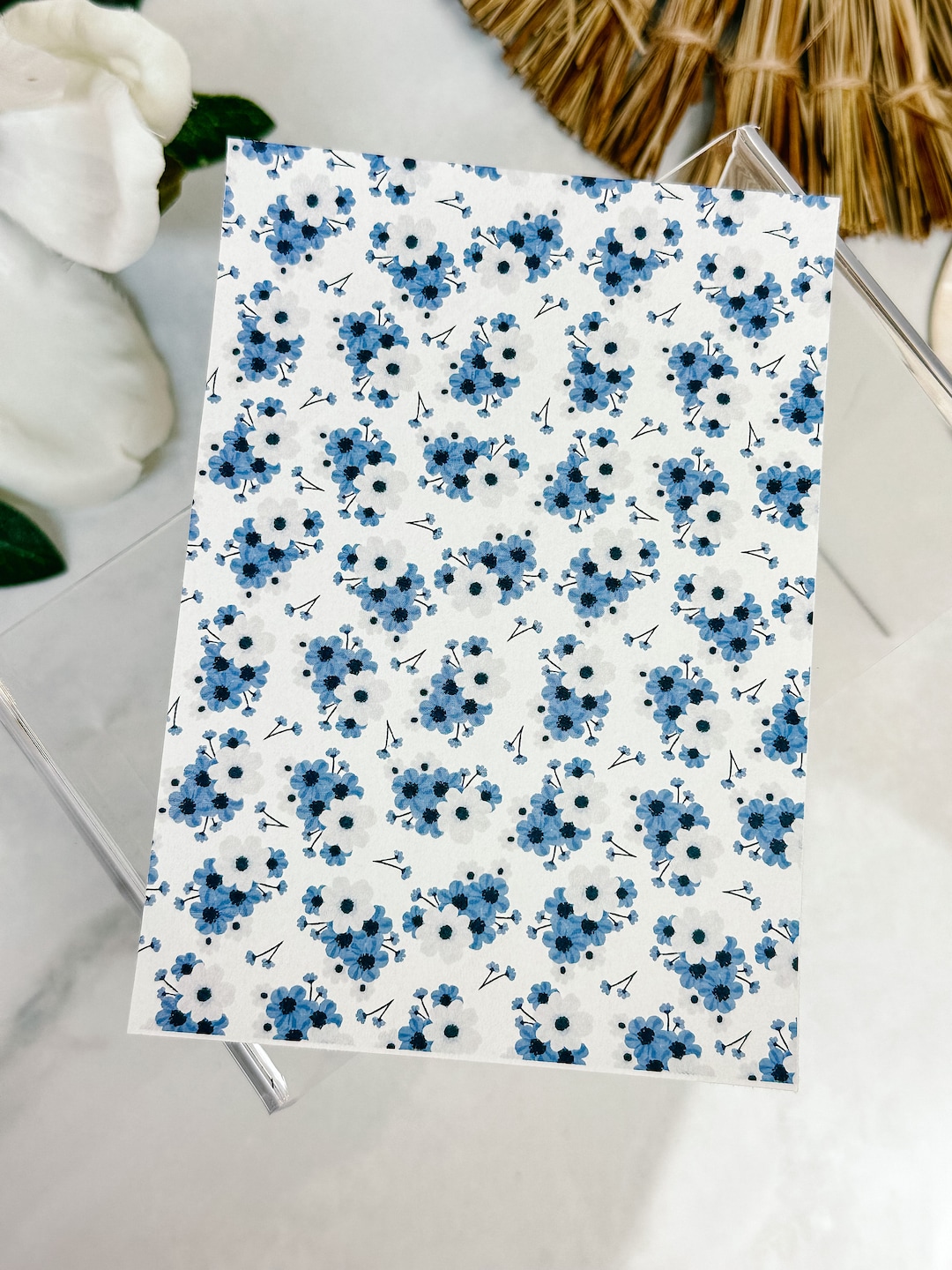 Transfer Paper Sheet 85 Blue Flowers | Water Soluble Paper Sheets ...