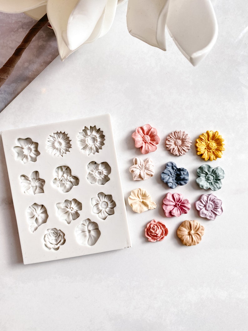 Stud Mold #1 | Floral Silicone Mould for Polymer Clay | Fondant Cake ...
