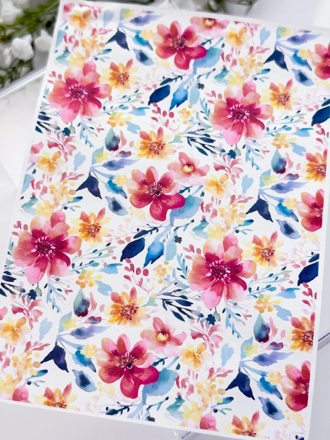 Red Watercolor Flowers Transfer Paper Sheet 437 | Water Soluble Paper ...