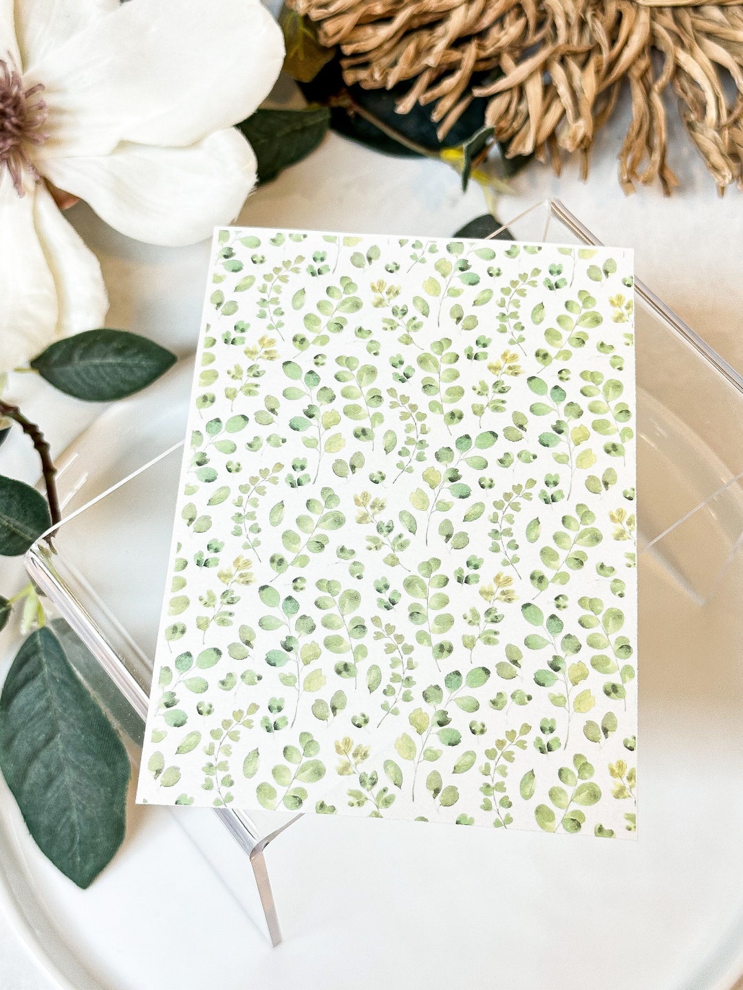 Transfer Paper Sheet 206 Small Green Leaves | Water Soluble Paper ...