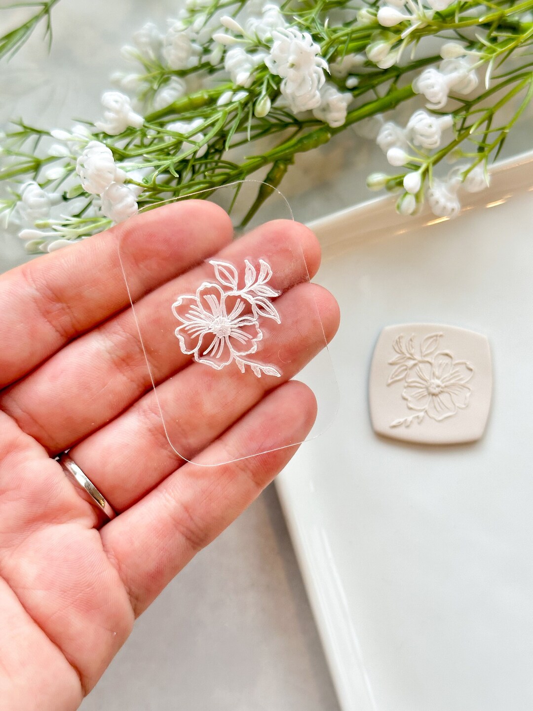 Carnation Flower Acrylic Texture Tile | Acrylic Embossing Stamp ...