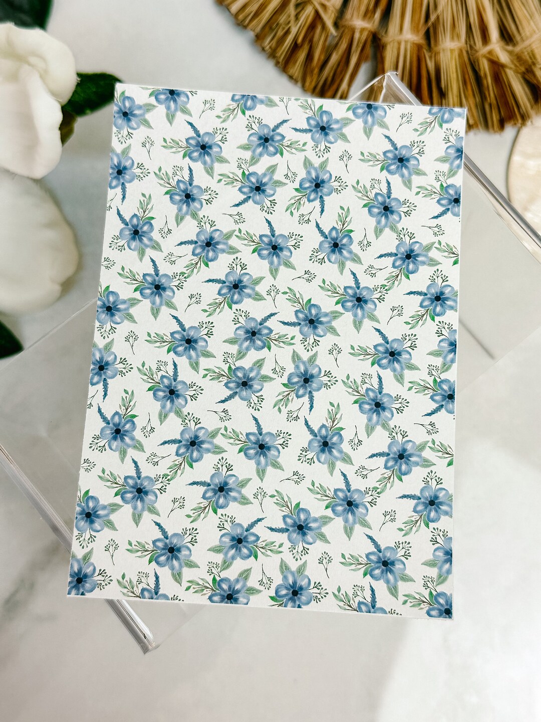 Transfer Paper Sheet 93 Blue Flowers | Water Soluble Paper Sheets ...