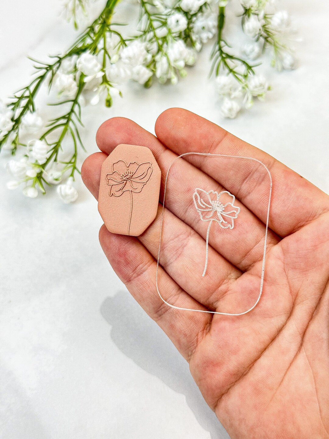 Peony Flower Acrylic Texture Tile | Acrylic Embossing Stamp | Polymer ...