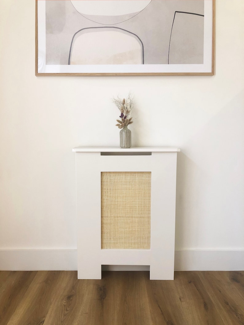 Small White Rattan Radiator Cover - Etsy UK