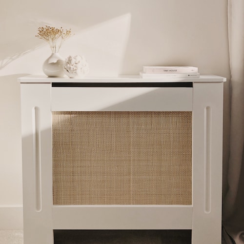 Small White Rattan Radiator Cover - Etsy UK